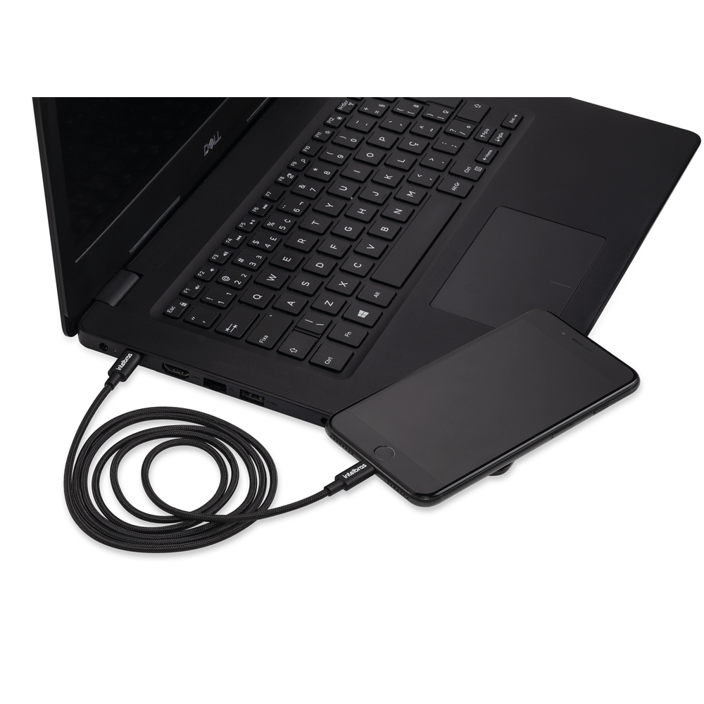 Cabo USB-C - Lightning 1,5m Nylon Preto Intelbras EUCL 15NP - intelbras