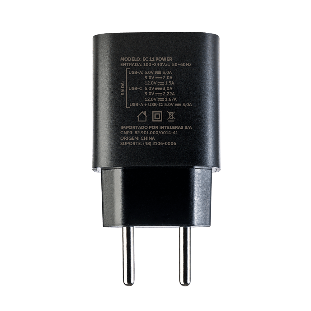 Conversor AC/DC Fonte USB - EC 11 Power 20W Intelbras Preto - intelbras