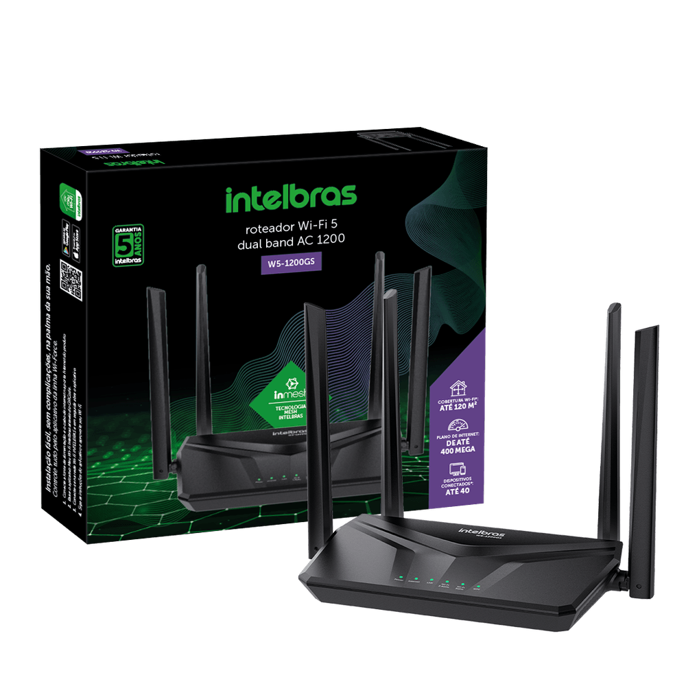 Roteador Wi-fi Alto Desempenho W5-1200 GS Preto Intelbras - intelbrasapp