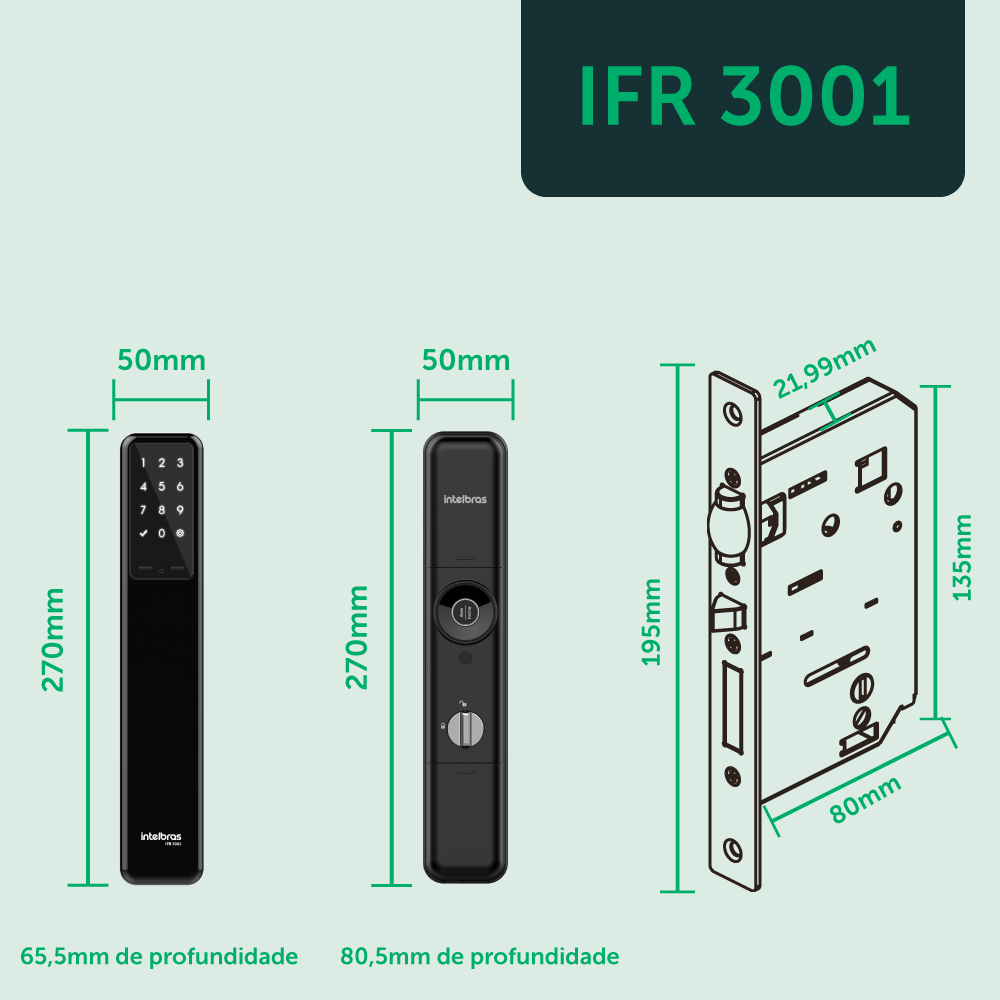 Fechadura Smart de Embutir s/Maçaneta Intelbras IFR 3001 - intelbras
